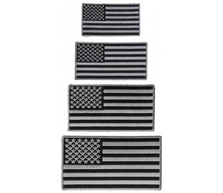 Gray Border American Flag Patches Set Of 4 Sizes by Ivamis Patches