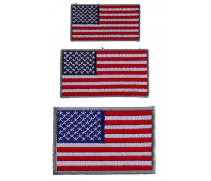 Small US Flag Patches Gray Borders 3 Embroidered American Flags by ...