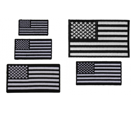 Small US Flag Patches In Black and White 5 Embroidered Iron On Flags by ...