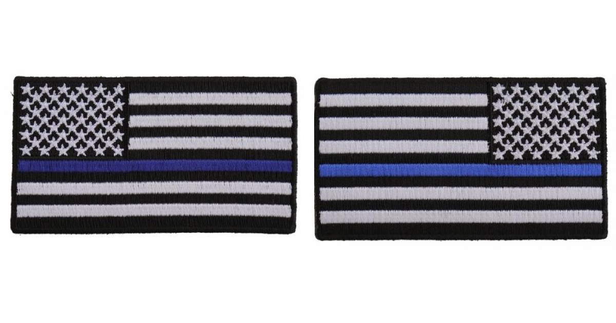 Thin Blue Line Left and Right American Flag Patch Set | Embroidered ...