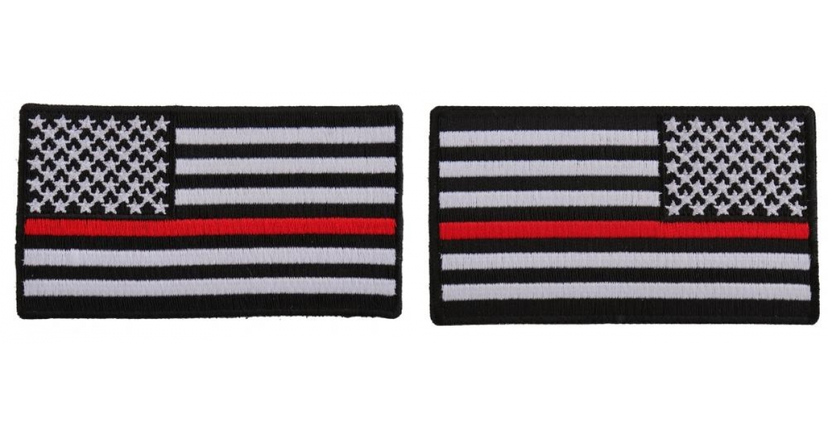 Thin Red Line American Flag Left and Right Patch For Fire Fighters | Embroidered Patches by ...