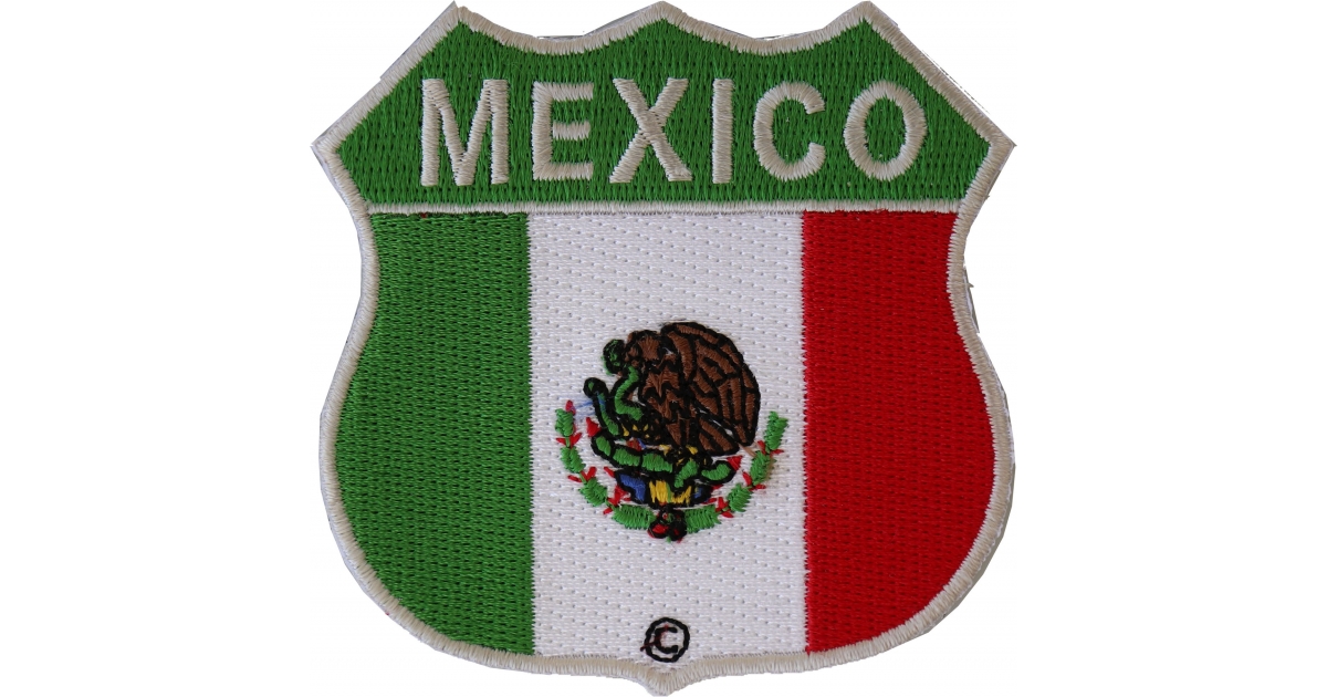 Iron On Mexico Flag Shield Patch | Embroidered Patches by Ivamis Patches