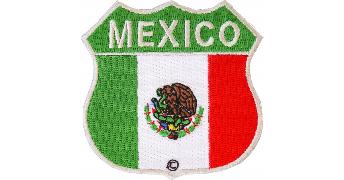 Iron On Mexico Flag Shield Patch | Embroidered Patches by Ivamis Patches