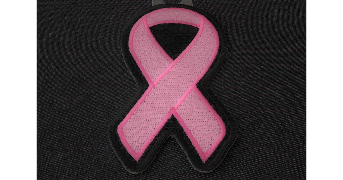 Medium Sized Pink Ribbon Embroidered Iron On Patch | Embroidered ...