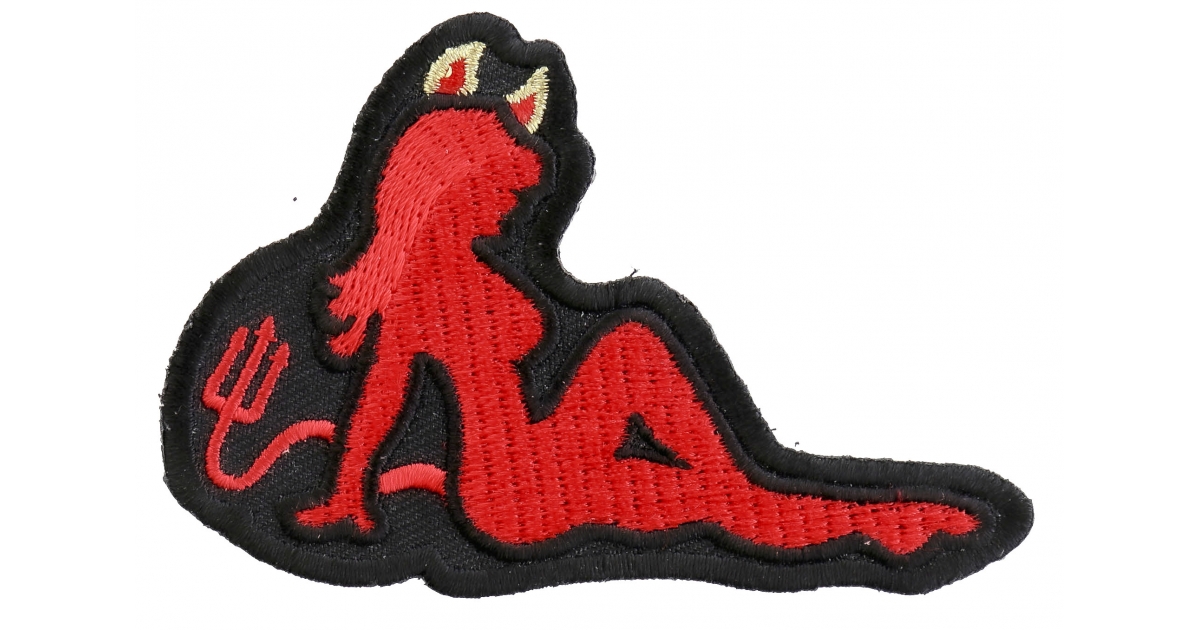 Devil Girl - Red Embroidered Iron on Patch by Ivamis Patches