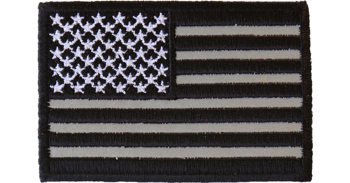 Black White and Reflective American Flag Patch | Embroidered Patches by ...