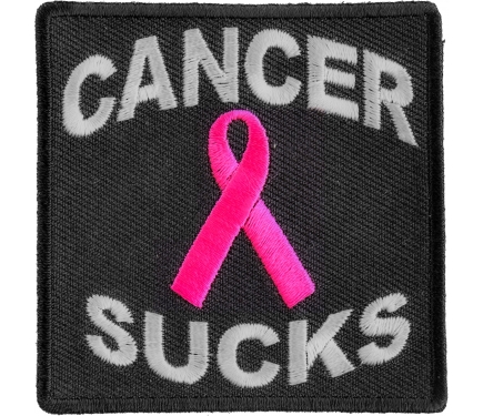 Cancer Sucks Patch With Pink Ribbon | Embroidered Patches by Ivamis Patches