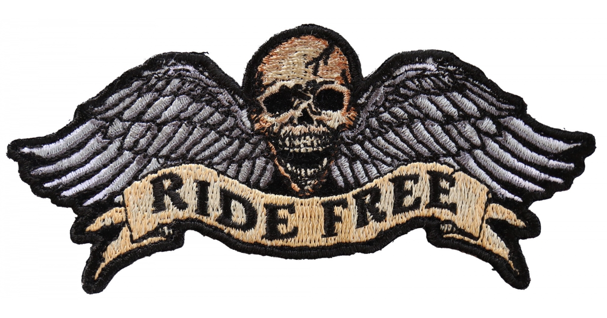 Ride Free Skull and Wings Patch, Biker Skull Patches by Ivamis Patches