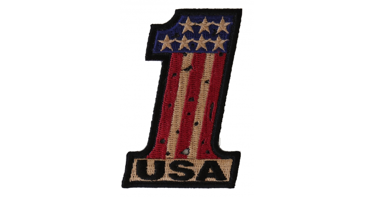 Number 1 USA Vintage Flag and Stars Patch | US Military Veteran Patches ...