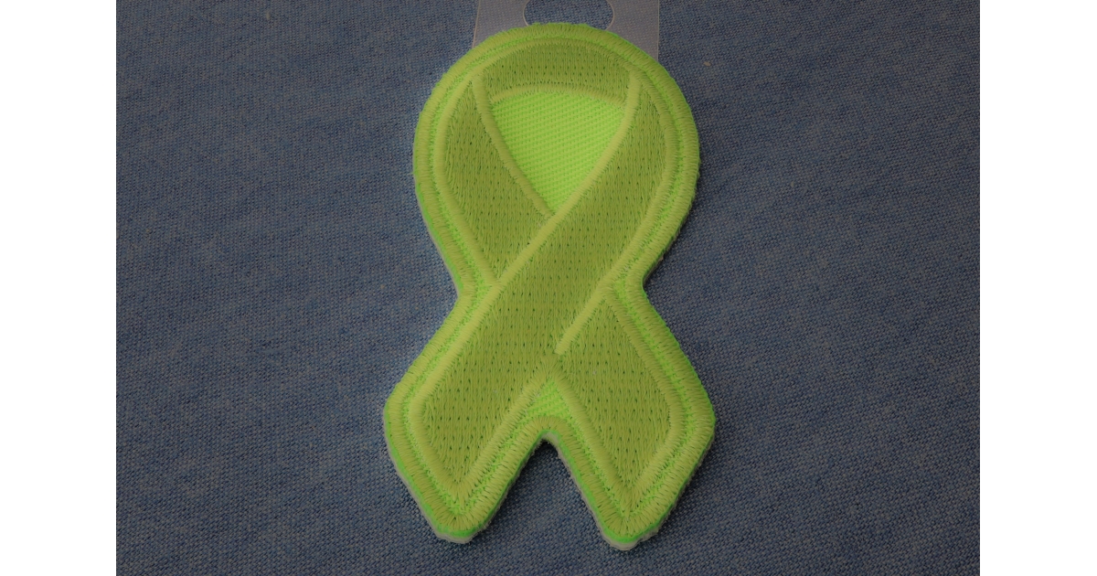 Green Ribbon Embroidered Patch by Ivamis Patches