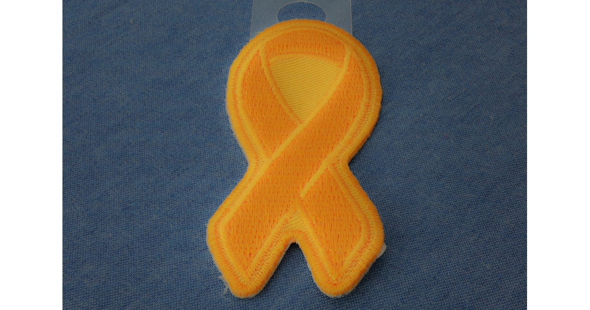Orange Ribbon Embroidered Patch by Ivamis Patches