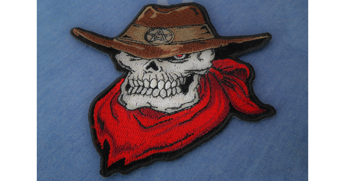 Cowboy Skull Patch, Biker Skull Patches by Ivamis Patches