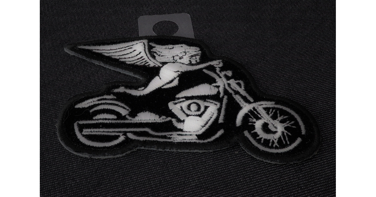Angel On Motorcycle Iron On Christian Patch | Embroidered Patches by ...