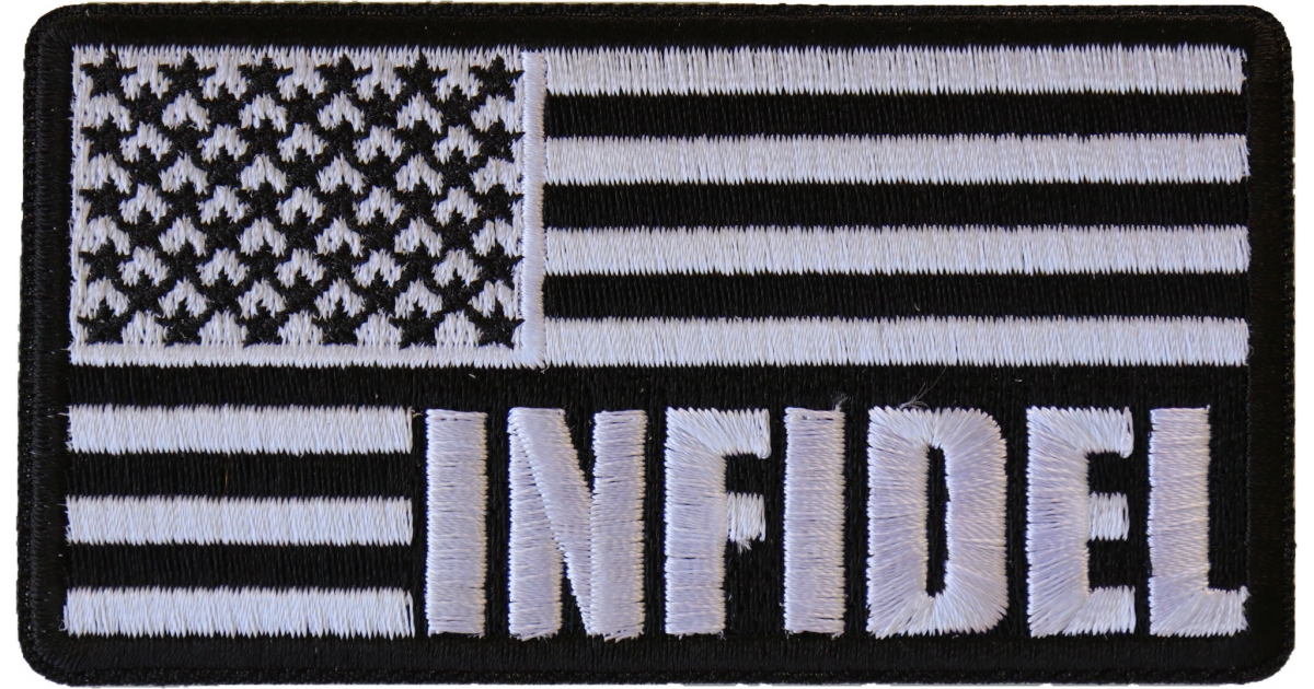 Infidel American Flag Black White Patch Us Military Veteran Patches
