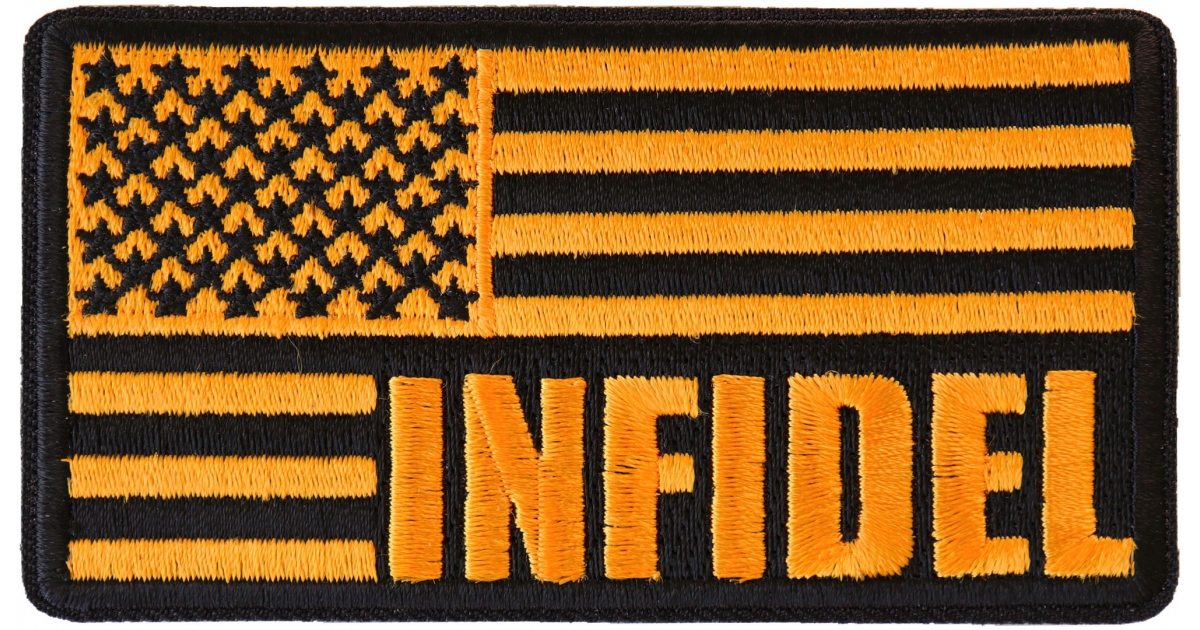 Infidel American Flag Black Yellow Patch | US Military Veteran Patches ...
