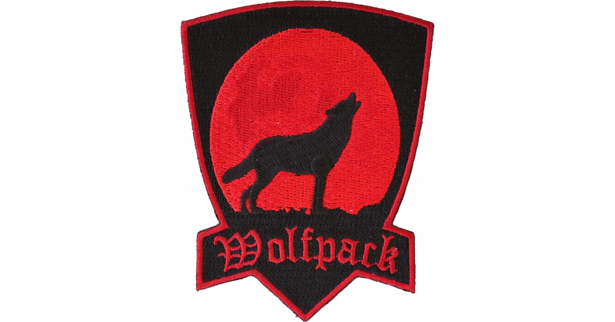 Wolfpack Patch In Red With Howling Moon | Embroidered Patches by Ivamis ...