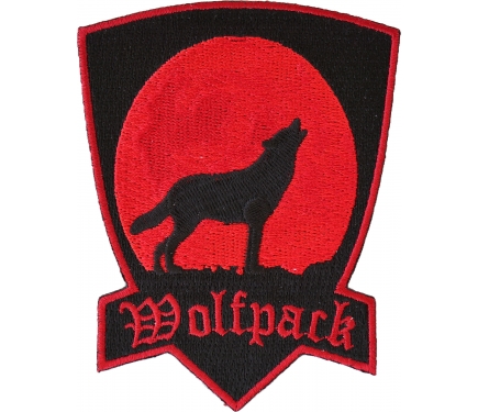 Wolfpack Patch In Red With Howling Moon | Embroidered Patches by Ivamis ...
