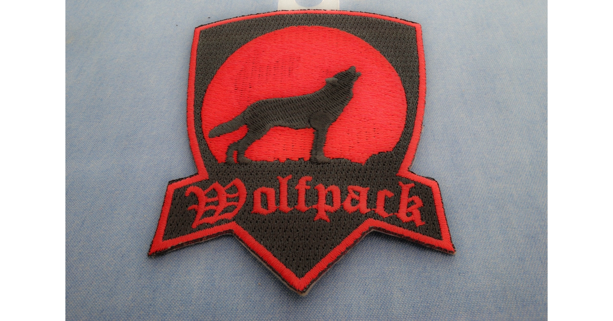 Wolfpack Patch In Red With Howling Moon | Embroidered Patches by Ivamis ...