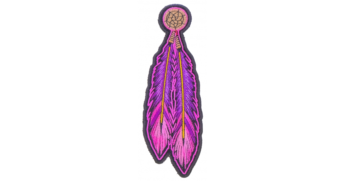 Pink Feather Patch for Sewing or Ironing on to Clothes by Ivamis Patches