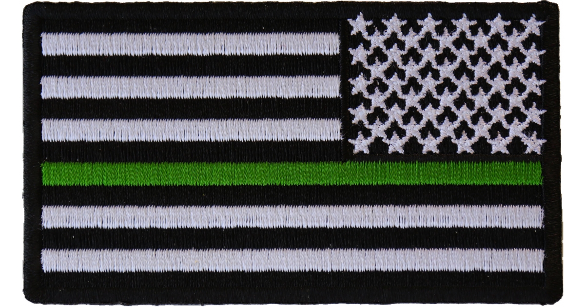 Thin Green Line American Flag Reversed Patch | US Military Veteran ...
