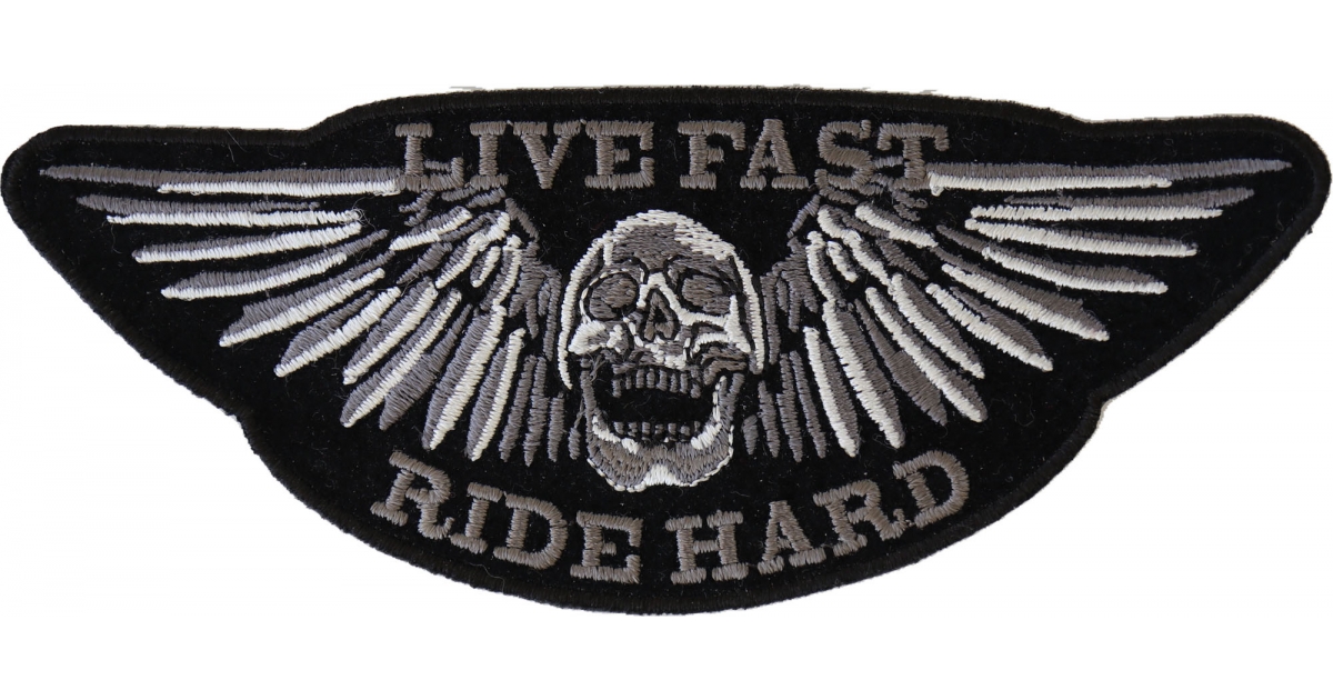 Live Fast Ride Hard Skull Patch, Biker Skull Patches by Ivamis Patches