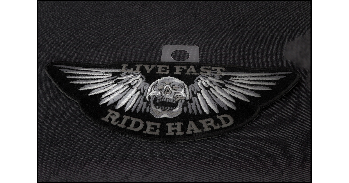 Live Fast Ride Hard Skull Patch, Biker Skull Patches by Ivamis Patches