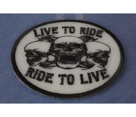 Live To Ride Ride To Live Three Skulls Patch, Biker Skull Patches by ...
