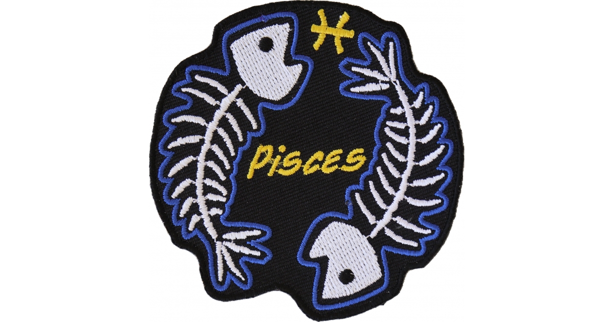 Pisces Skull Zodiac Sign Patch, Skull Patches by Ivamis Patches