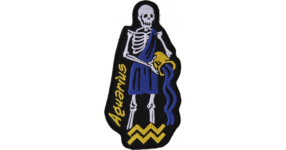 Aquarius Skull Zodiac Sign Patch, Skull Patches by Ivamis Patches