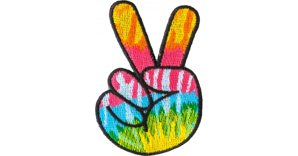 Colorful Peace Fingers Hand Sign Iron On Patch by Ivamis Patches
