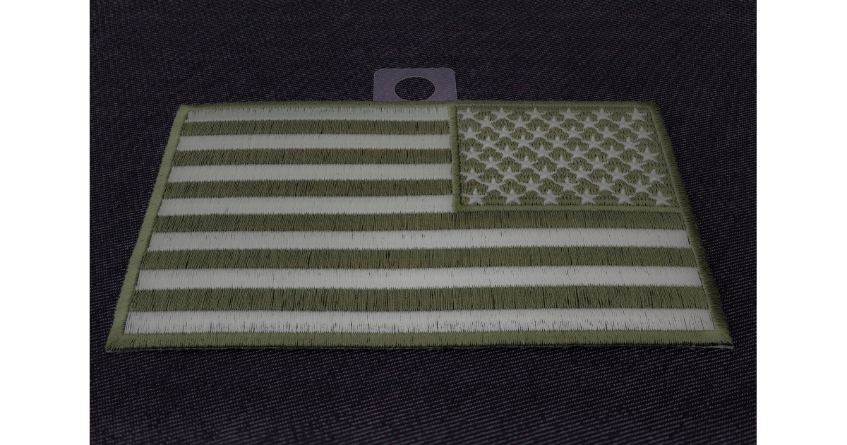 Subdued Green American REVERSED Flag Patch by Ivamis Patches