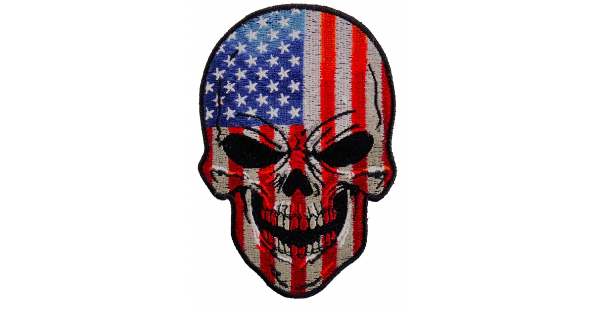 American Flag Skull Patch, Skull Patches by Ivamis Patches