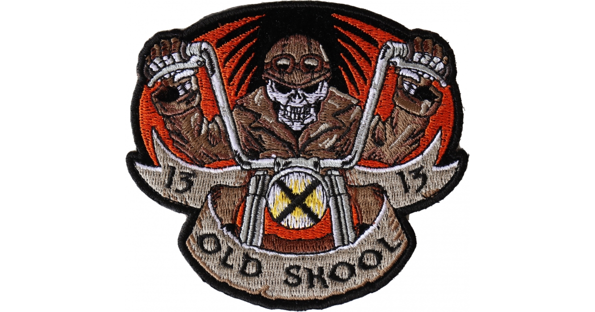 Old Skool Motorcycle Skeleton Patch, Biker Skull Patches by Ivamis Patches