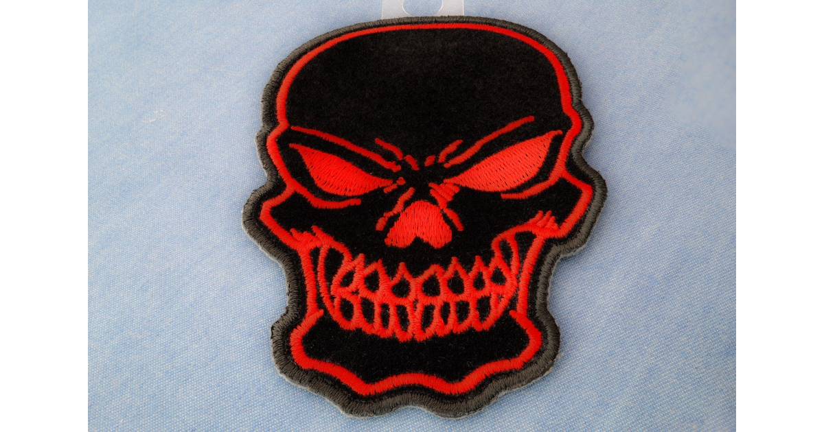 Red Skull Patch, Biker Skull Patches by Ivamis Patches