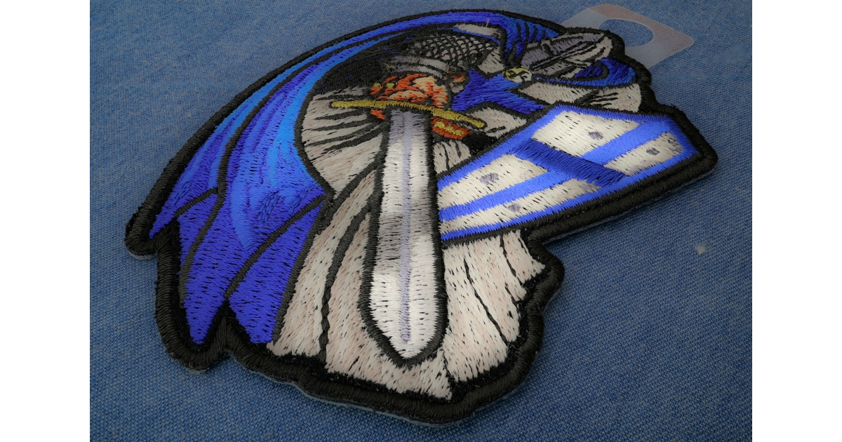 Blue Knight Patch for Sewing on to Jackets by Ivamis Patches