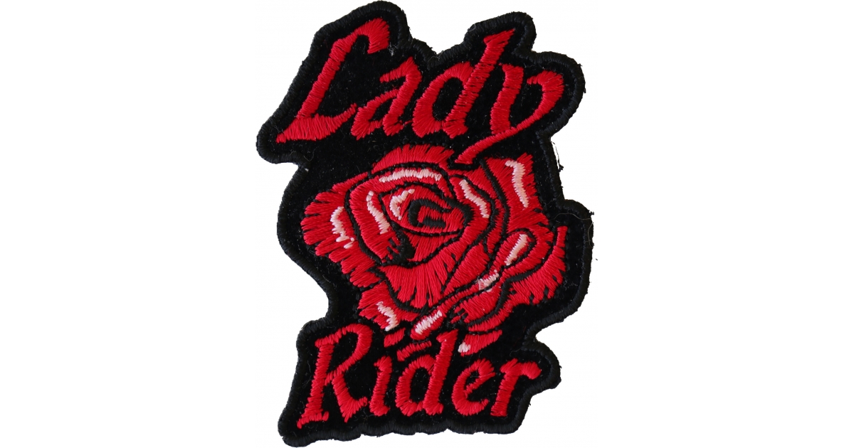 Lady Rider Red Rose Patch, Lady Biker Patches by Ivamis Patches
