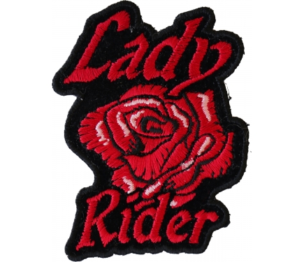 Lady Rider Red Rose Patch, Lady Biker Patches by Ivamis Patches