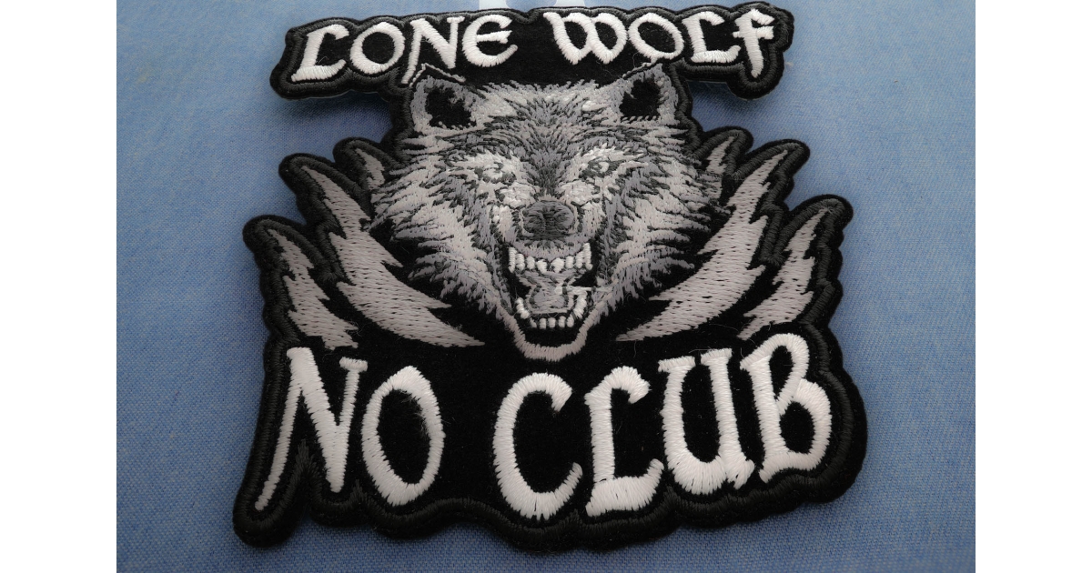 Lone Wolf No Club Patch for Biker Vests by Ivamis Patches