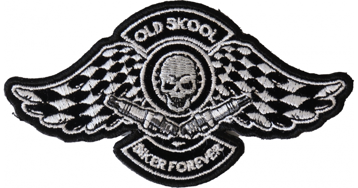 Old Skool Biker Forever Patch, Biker Skull Patches by Ivamis Patches