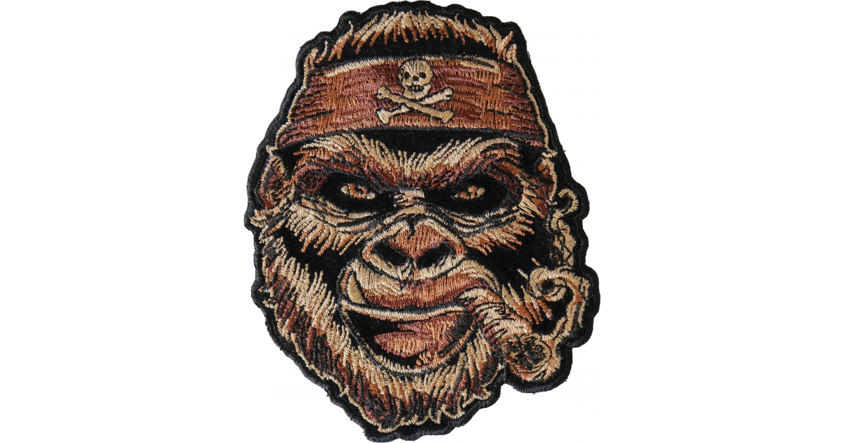 Cigar Smoking Gorilla Patch with Skull Headwrap - Iron on Monkey ...