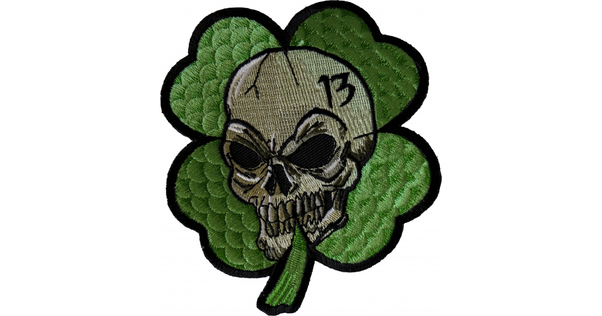 Clover Skull Patch, Biker Skull Patches by Ivamis Patches