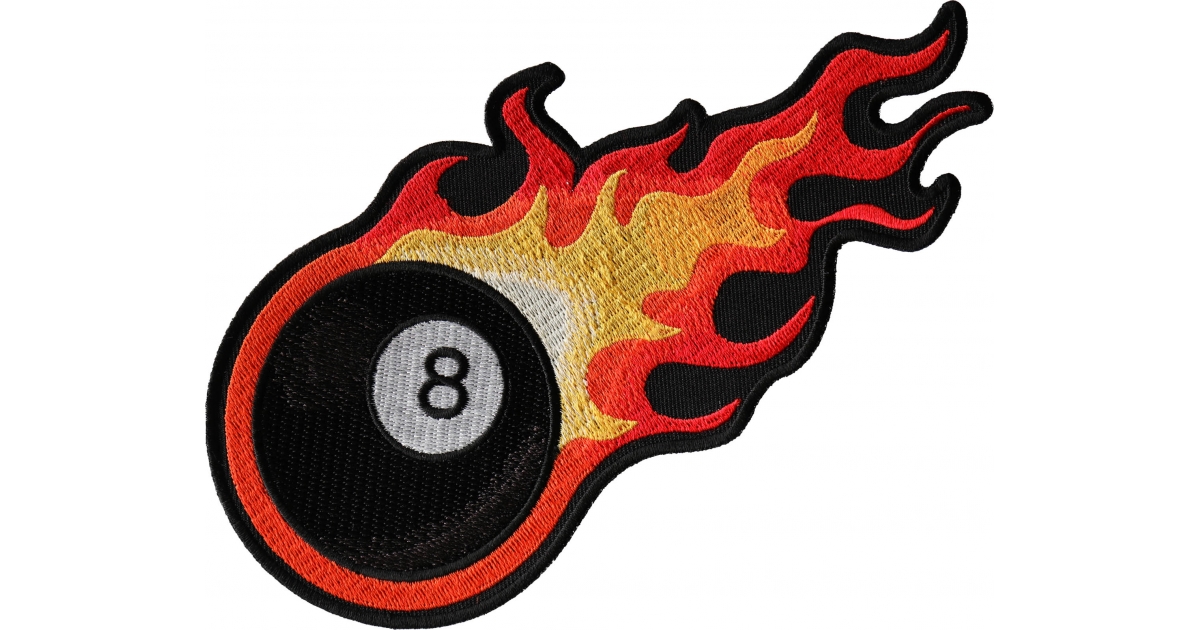 Flaming 8 Ball Patch for Jackets by Ivamis Patches