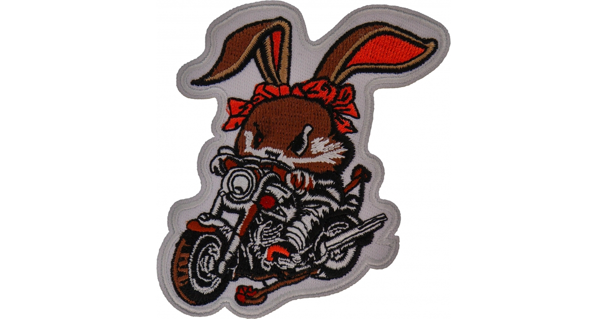 Cute Mean Rabbit on Motorcycle Patch, Biker Vest Patches, Sew or Iron ...