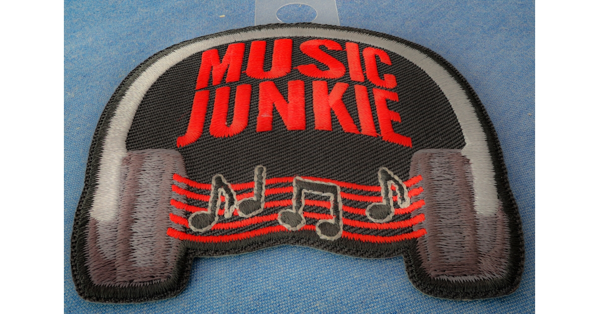 Music Junkie Patch - Iron on Novelty Patches by Ivamis Patches