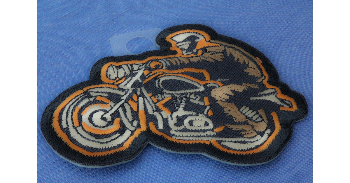 Biker on Motorcycle Patch, Biker Vest Patches, Sew or Iron on Patch by ...
