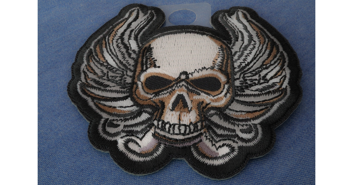 Skull and Wings Patch, Biker Skull Patches by Ivamis Patches