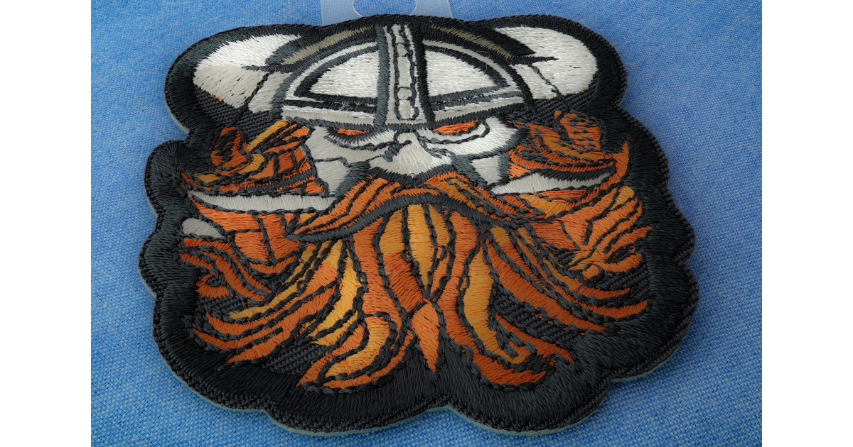 Beard Viking Iron on Patch - Iron on Novelty Patches by Ivamis Patches