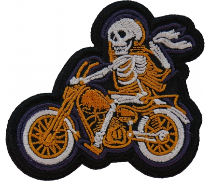Skeleton Biker on Motorcycle Patch, Biker Skull Patches by Ivamis Patches