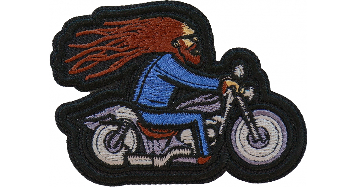 Hair in the Wind Biker on Motorcycle Patch, Motorcycle Patches by ...