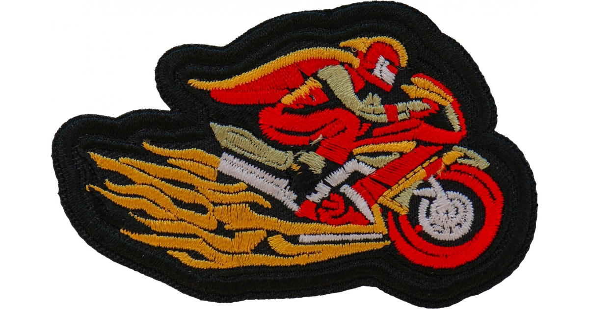 Red Cape Biker on Motorcycle Patch, Motorcycle Patches by Ivamis Patches